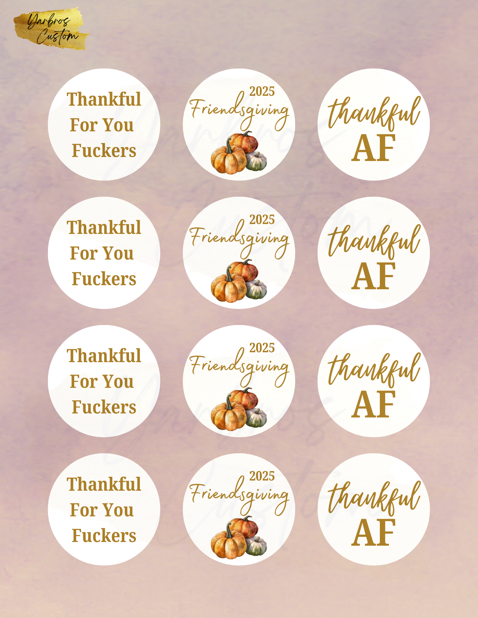 Friendsgiving Edible Drink Toppers – Yarbros Custom